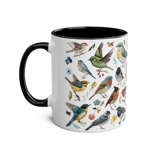 Ceramic Bird Mug, Bird Coffee Cup, Hummingbird Songbirds Artistic Mug ...