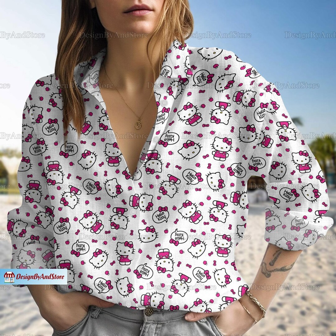 Hello Kitty Linen Shirt, Hello Kitty Linen Blouse, Hello Kitty Shirt ...