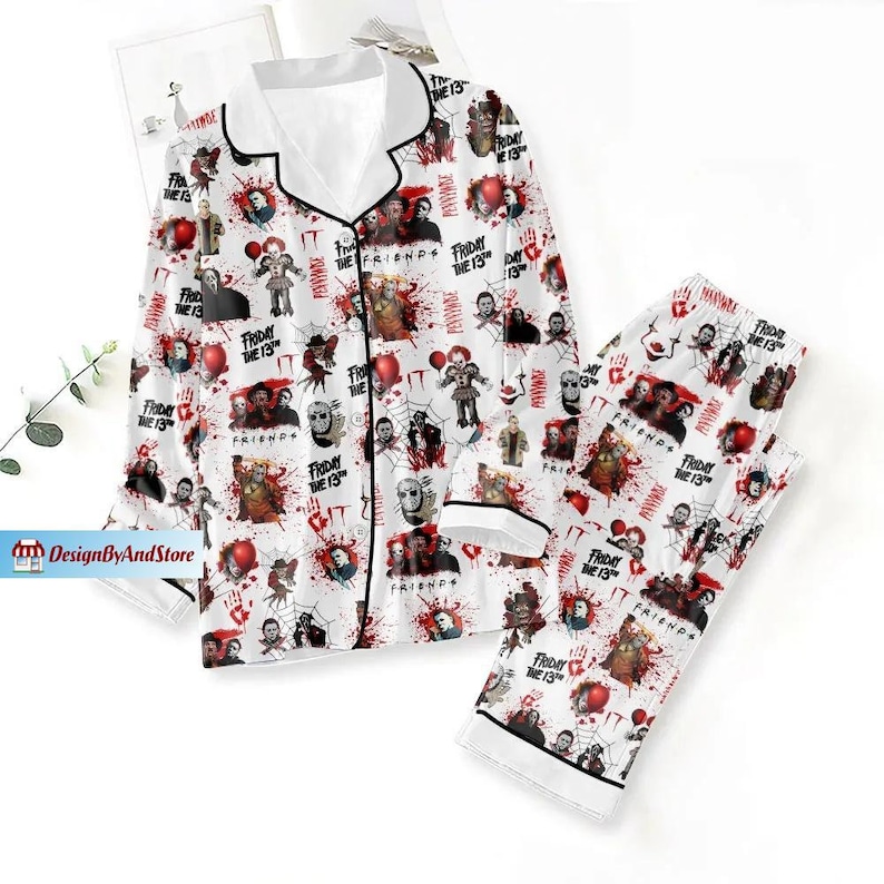 Horror Movie Women Pajamas, Horror Movie Pajamas Set, Horror Character ...