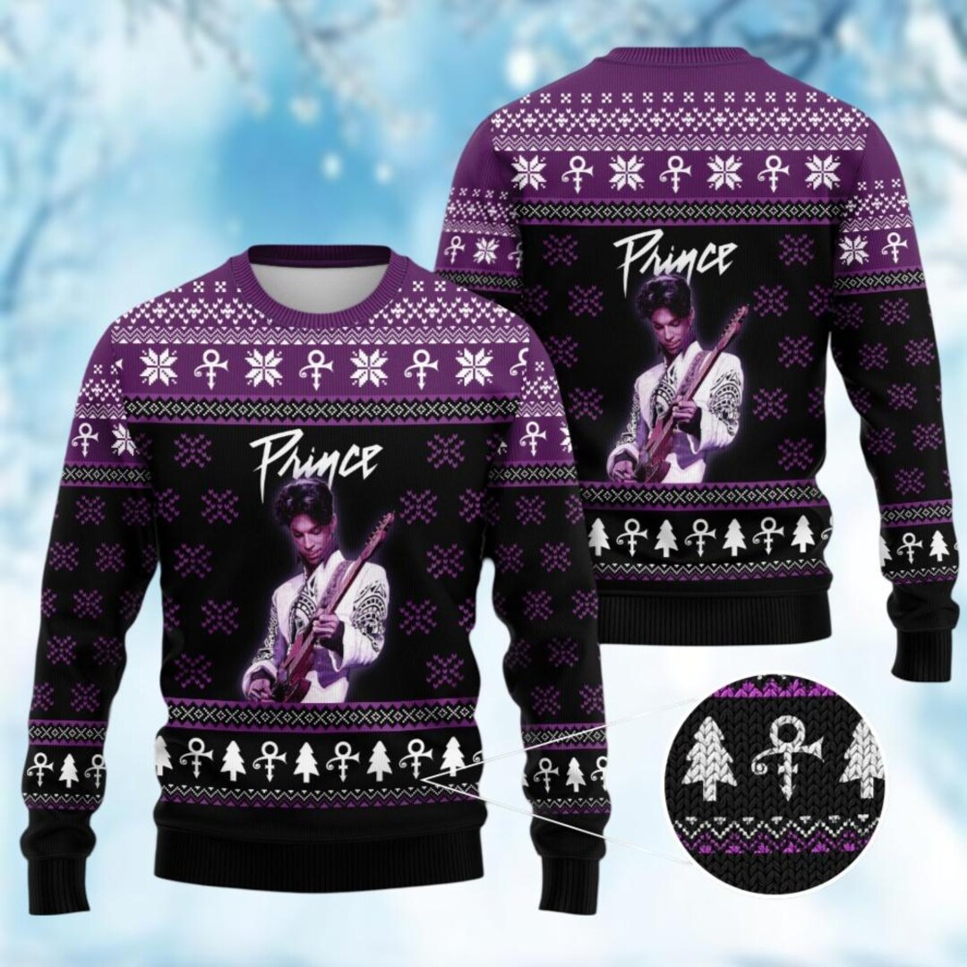 Prince Ugly Sweater, Prince Purple Christmas Sweater, Prince Rain Xmas ...