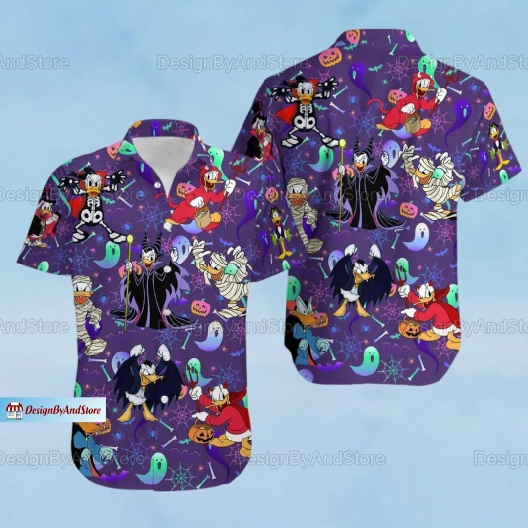 Donald Duck Skeleton Shirt, Donald Horror Hawaii Shirt, Disney ...