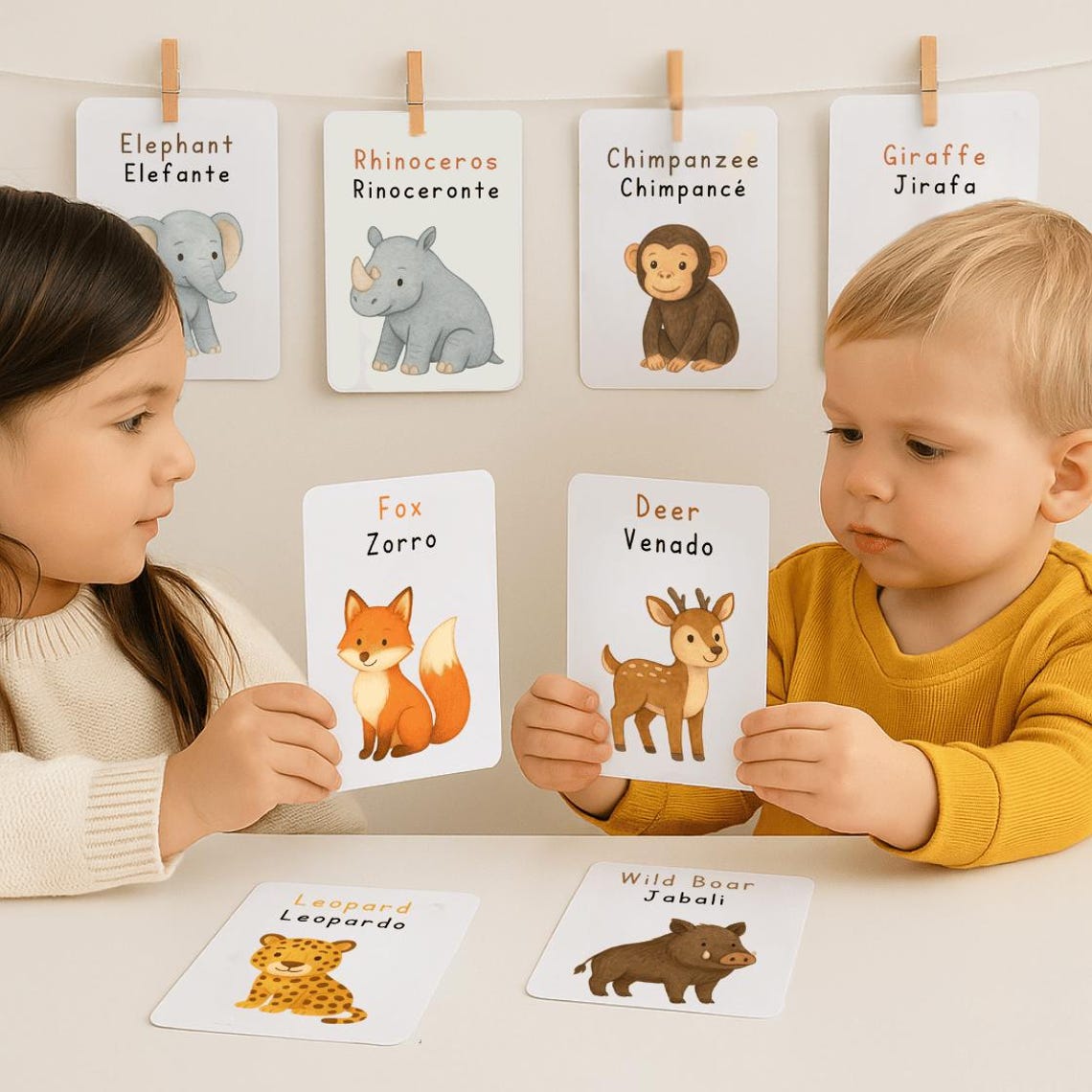 Bilingual Zoo Animals Flashcards | English & Spanish Vocabulary Cards ...