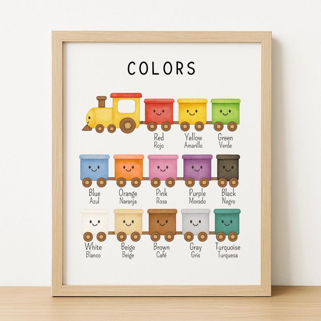Bilingual Color Train Poster | Montessori Colors Poster | Printable ...