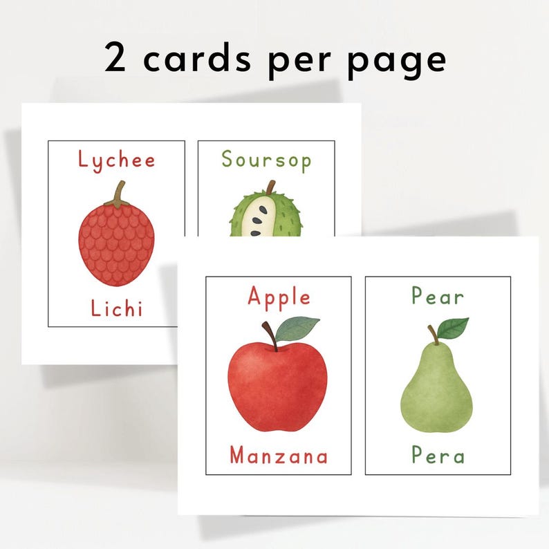Bilingual Fruit Flashcards | English & Spanish Food Cards for Kids ...