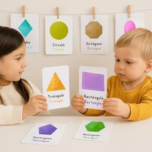 32 Bilingual Shape Flashcards With Dot-outline Version | Learn Shapes ...