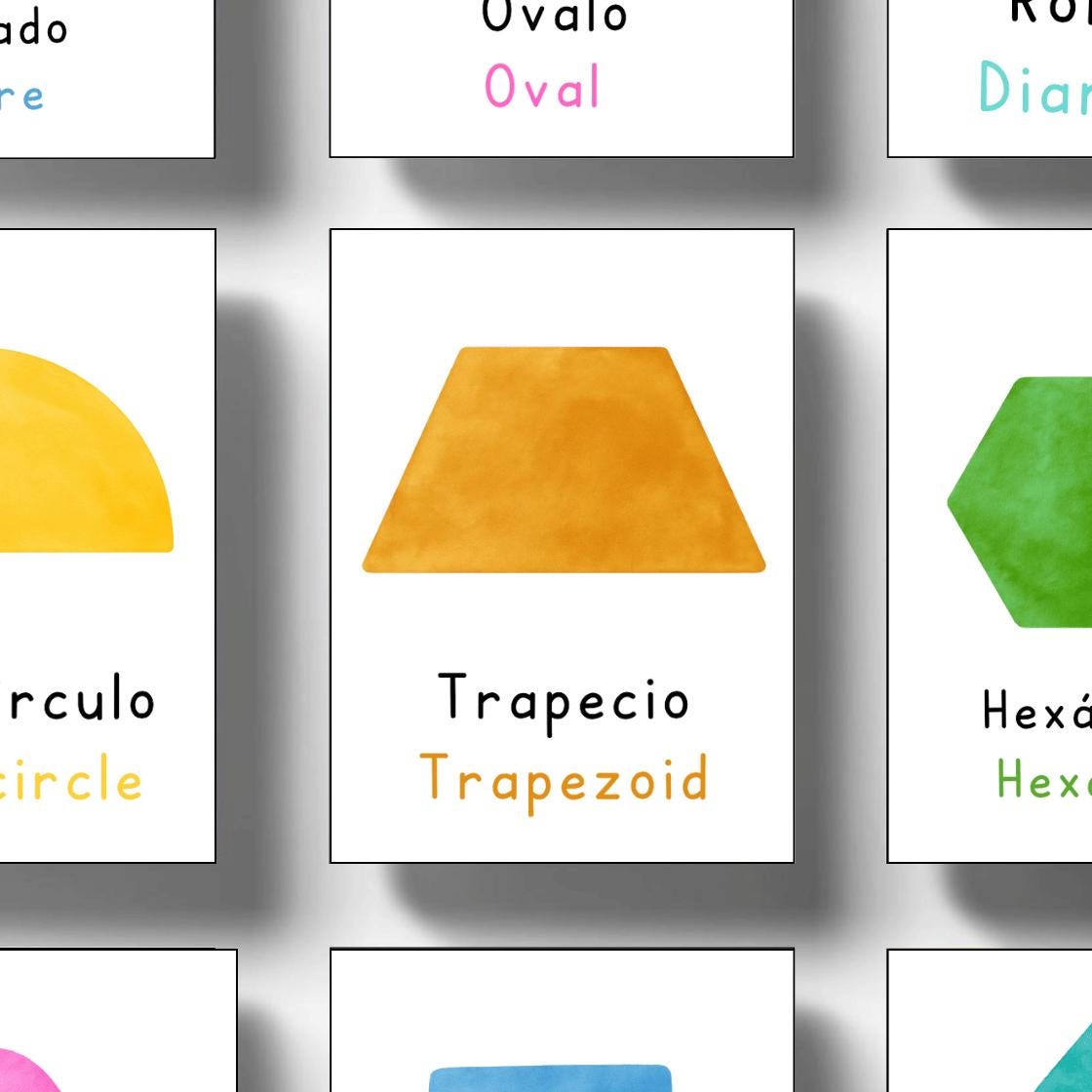 32 Bilingual Shape Flashcards With Dot-outline Version | Learn Shapes ...