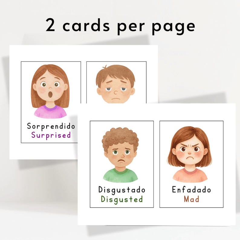Bilingual Emotion Flashcards | English & Spanish Feelings Cards for ...