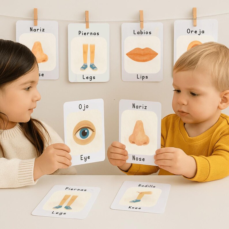 Bilingual Body Parts Flashcards for Kids | English & Spanish ...