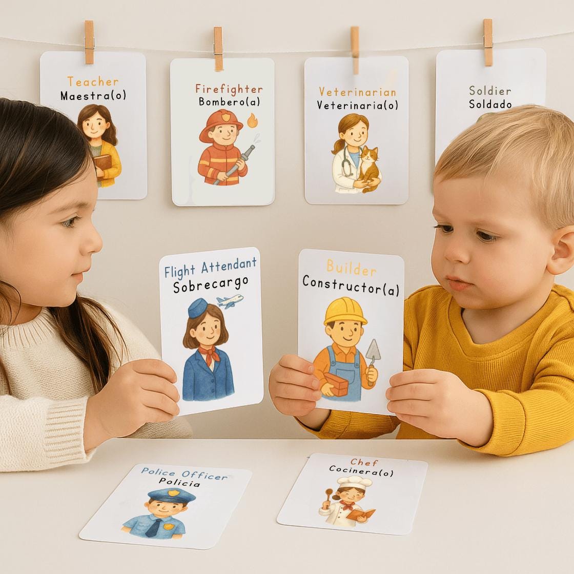 Bilingual Professions Flashcards for Kids | English & Spanish Jobs ...