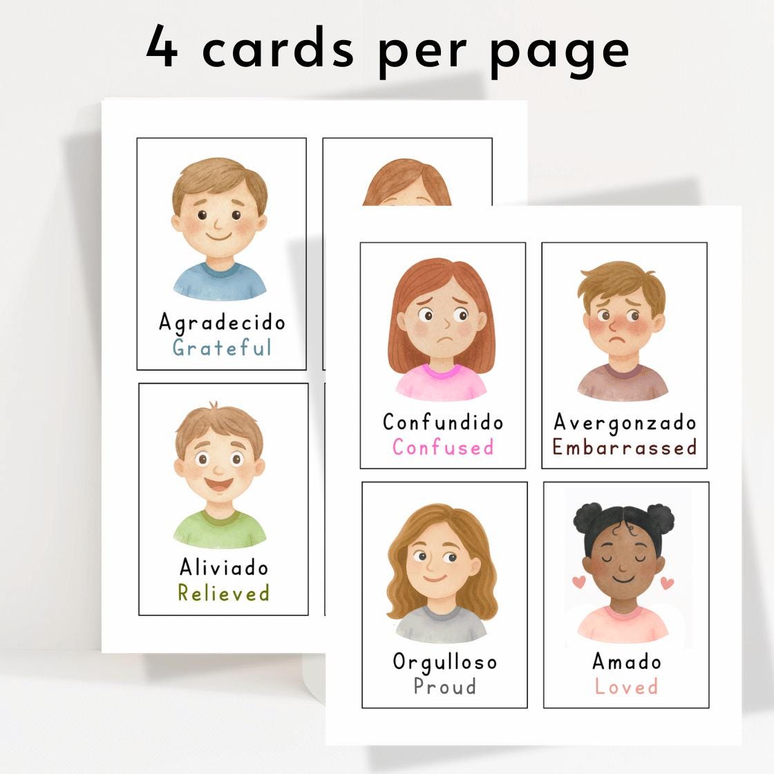 Bilingual Emotion Flashcards | English & Spanish Feelings Cards for ...
