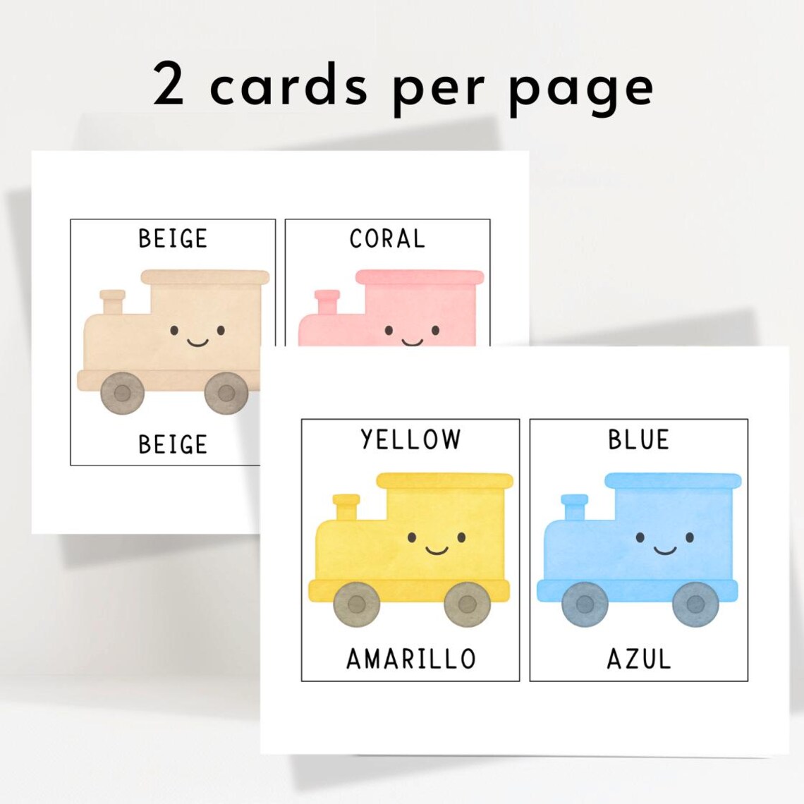 16 Bilingual Color Train Flashcards for Kids | Montessori Preschool ...