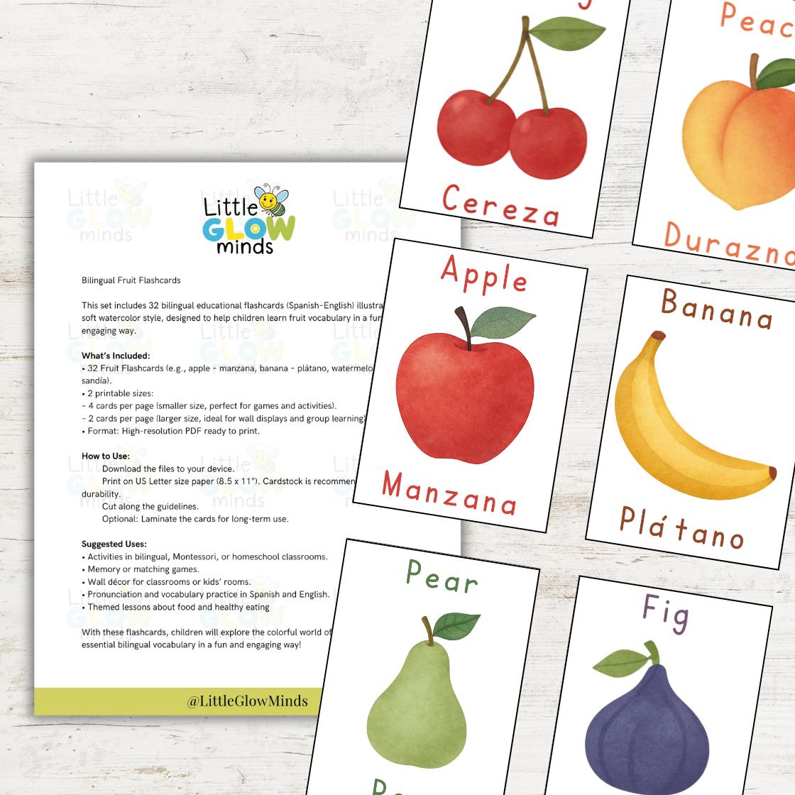 Bilingual Fruit Flashcards | English & Spanish Food Cards for Kids ...