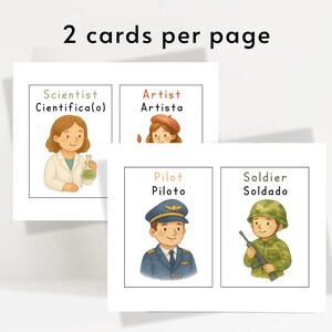 Bilingual Professions Flashcards for Kids | English & Spanish Jobs ...