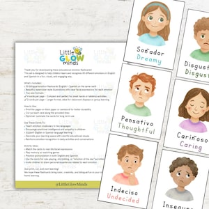 Bilingual Emotion Flashcards | English & Spanish Feelings Cards for ...