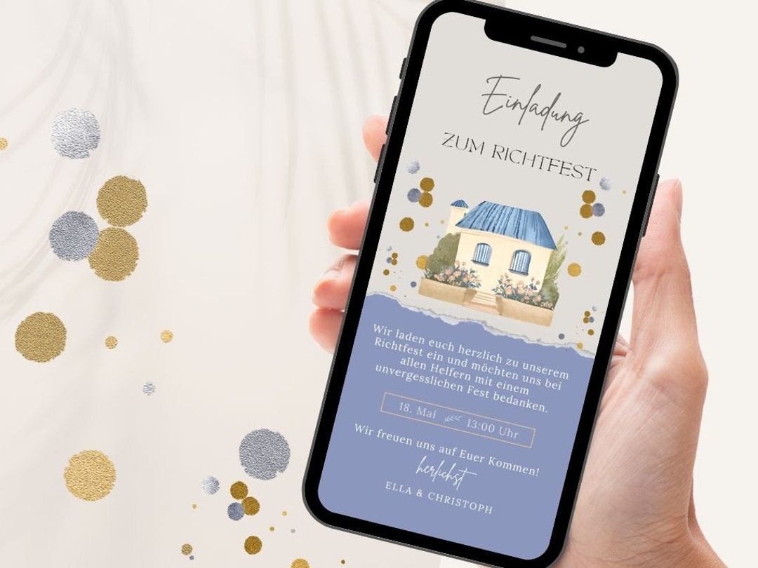 Digital Invitation Topping-out Ceremony Blue Ecard Topping-out Ceremony ...