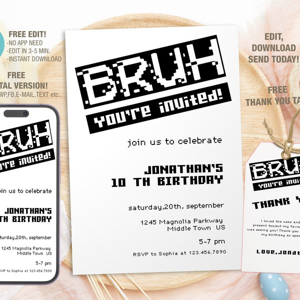 Bruh Youre Invited Digital Invite - Etsy