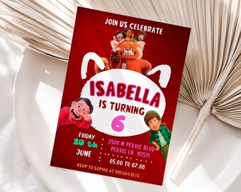 Turning Red Birthday Invitation Kids Digital Invite - Etsy