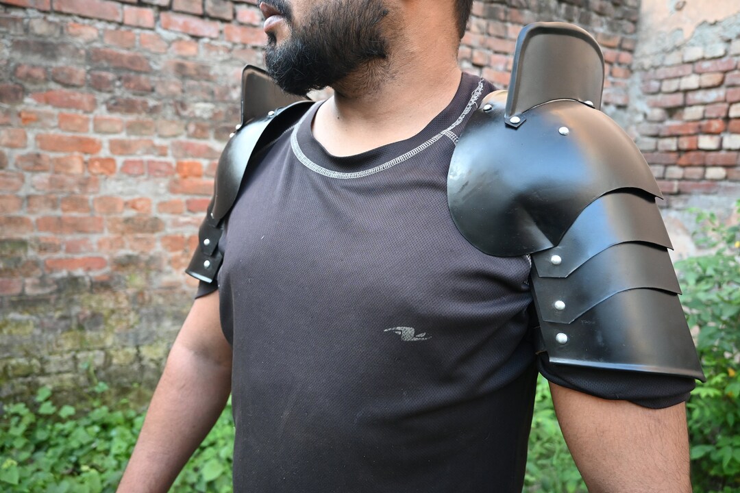Medieval Handcrafted Shoulder Armor SCA LARP Combat Steel Armour ...