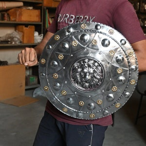 Medieval Steel Lion Face Shield Handcrafted Armor Historical ...