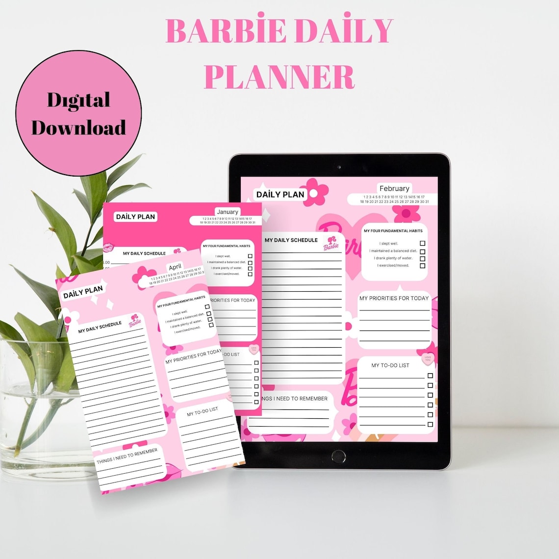 Barbie Daily Planner Printable Barbie Digital Planner 12 Pages - Etsy