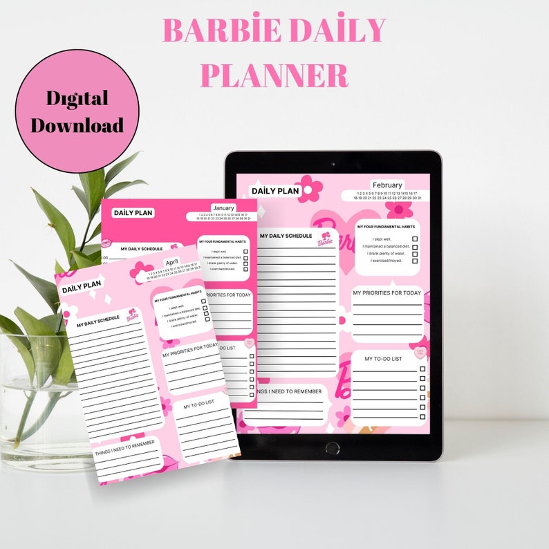 Barbie Daily Planner Printable Barbie Digital Planner 12 Pages - Etsy