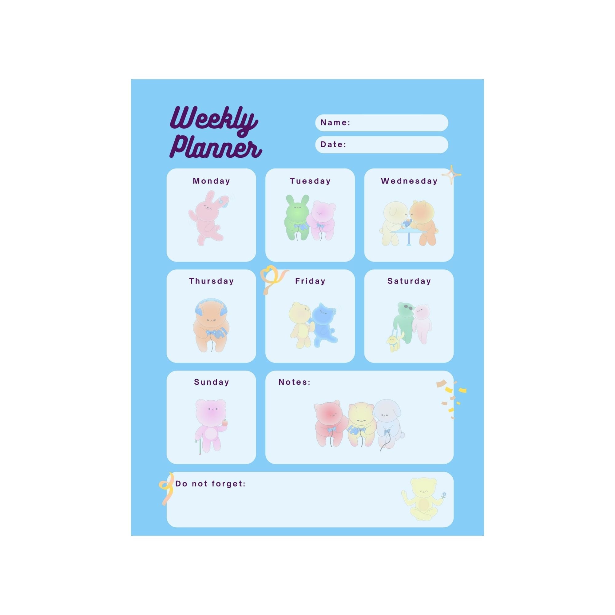 Weekly Schedule for Kids Printable Homeschool Weekly - Etsy