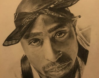 Tupac Shakur Original Charcoal Portrait 2 - Etsy