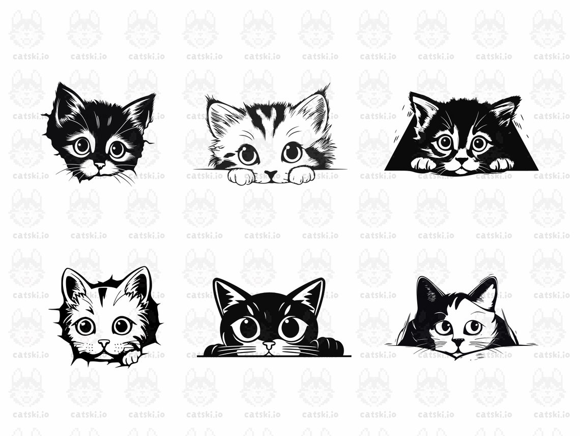 Cat Peeking SVG Bundle / Cut File / Cricut / Silhouette / Curious ...