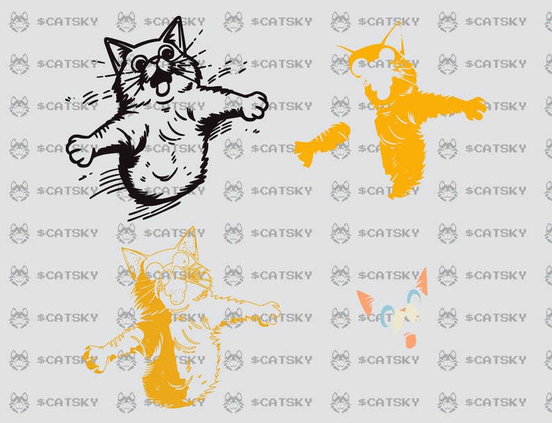 Bursting Cat Vector Clip Art | Excited Cat Clipart, SVG, PNG, and PDF ...