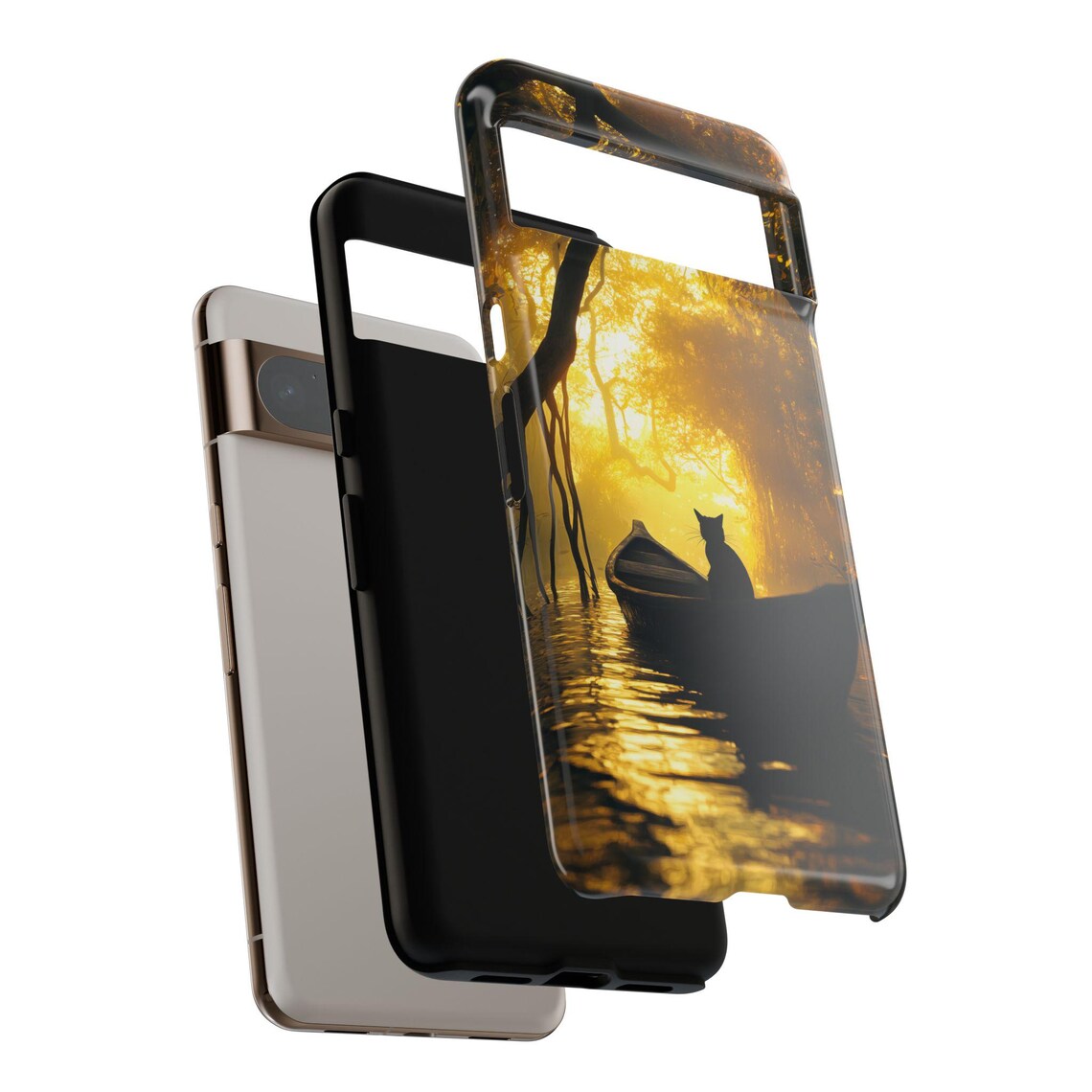 Enchanted Black Cat Silhouette in Boat Phone Case Iphone, Samsung ...