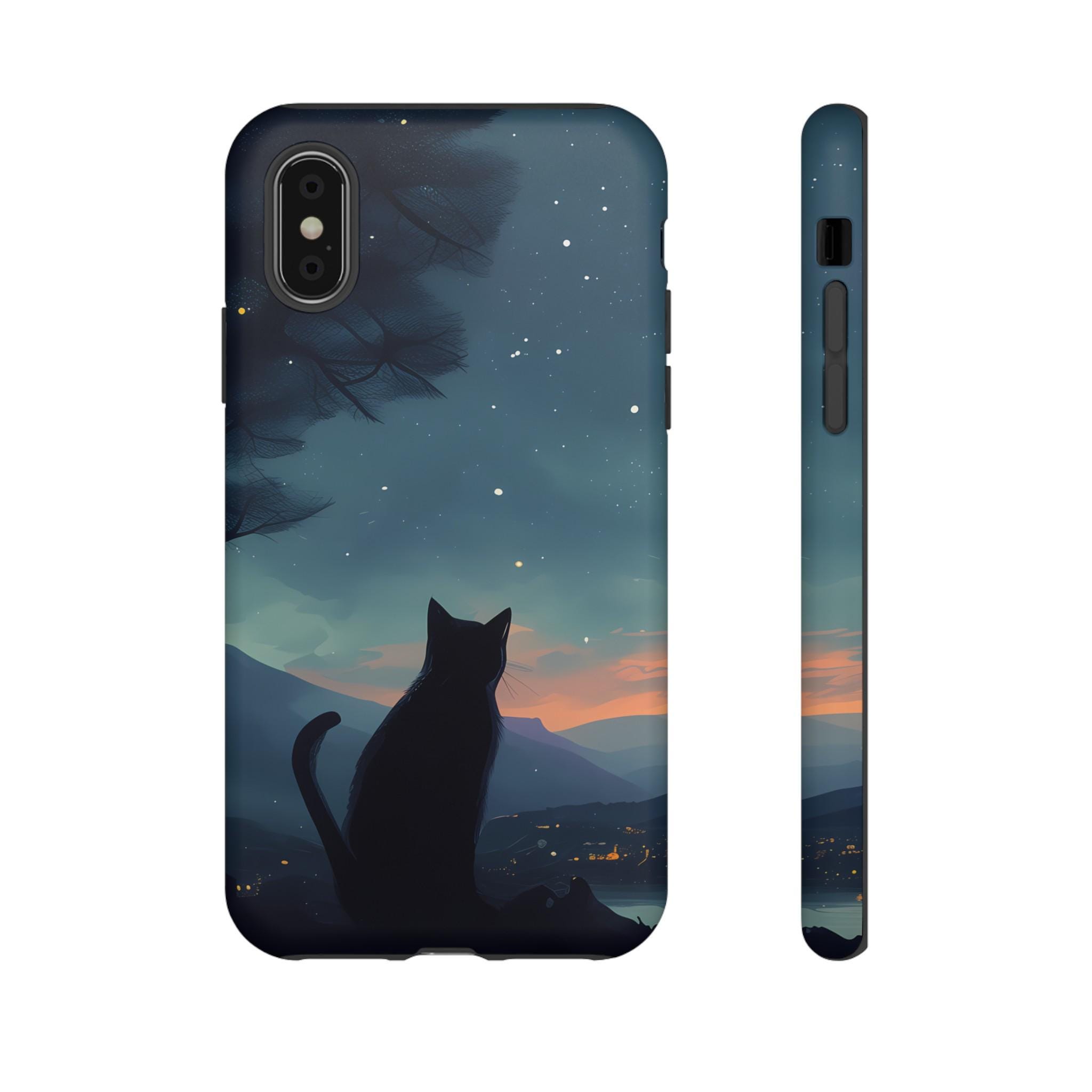 Starry Night Black Cat Phone Case for Iphone, Samsung, Google Pixel ...