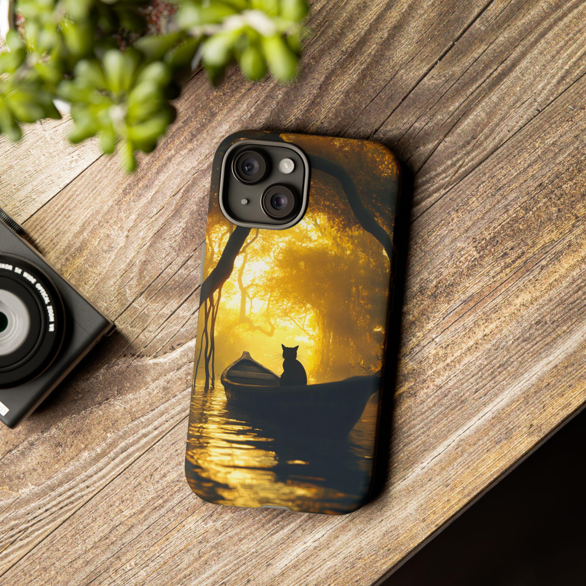 Enchanted Black Cat Silhouette in Boat Phone Case - Iphone, Samsung ...