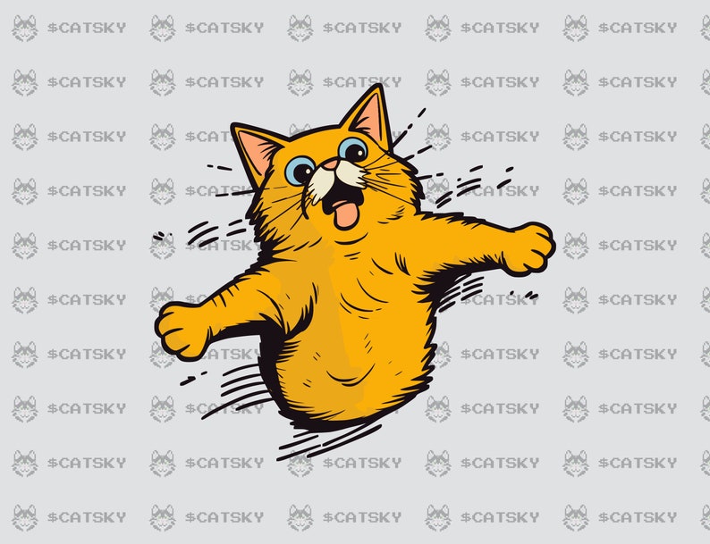 Bursting Cat Vector Clip Art | Excited Cat Clipart, SVG, PNG, and PDF ...