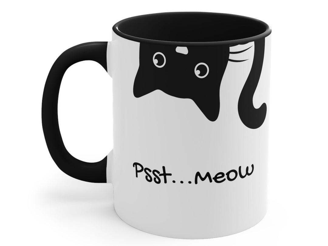 Whispering Kitty "psst... Meow" Ceramic Mug - Charming Cat Lover Coffee ...
