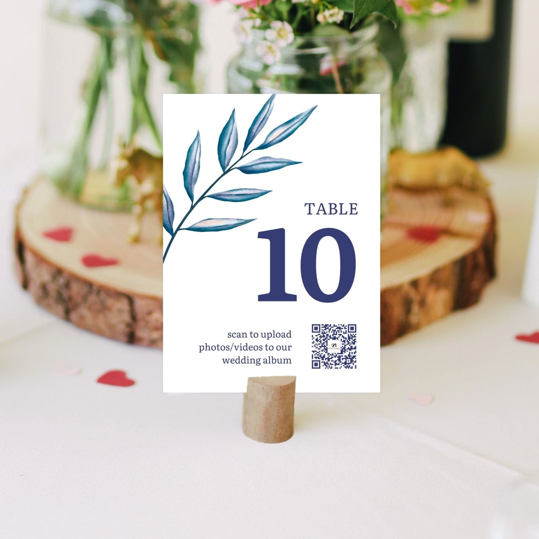 Wedding Table Number Sign Template WHIMSICAL WILLOW QR Code, Instant ...