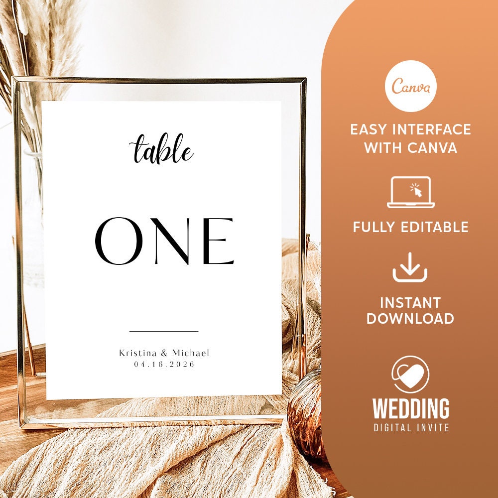 Editable Wedding Table Number Template Elegant Table Numbers - Etsy