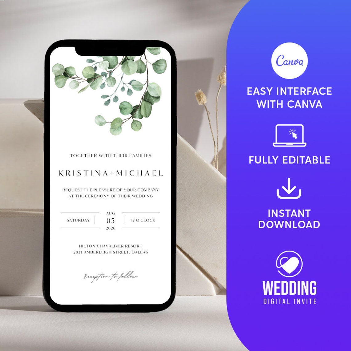 Modern Engagement Evite Template, Minimalist Online Invitation, Black ...