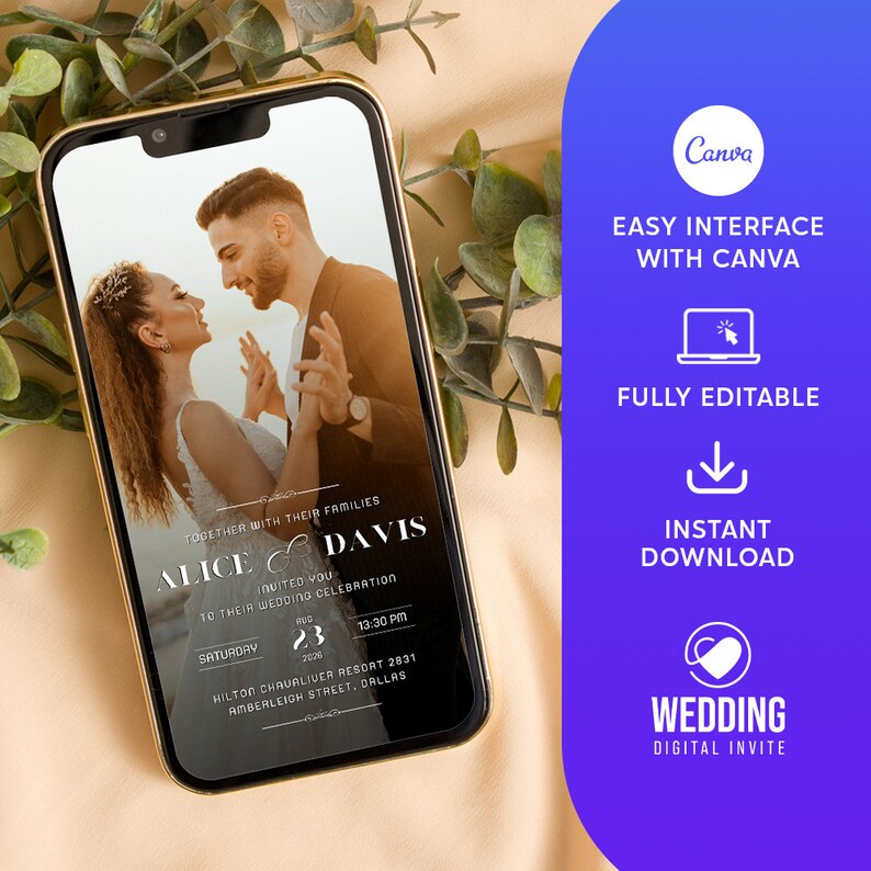 Digital Wedding Invitation Template - Etsy