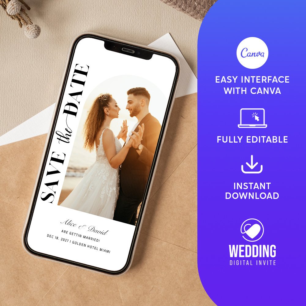 Digital Save the Date Template With Photo, Save the Date Digital ...