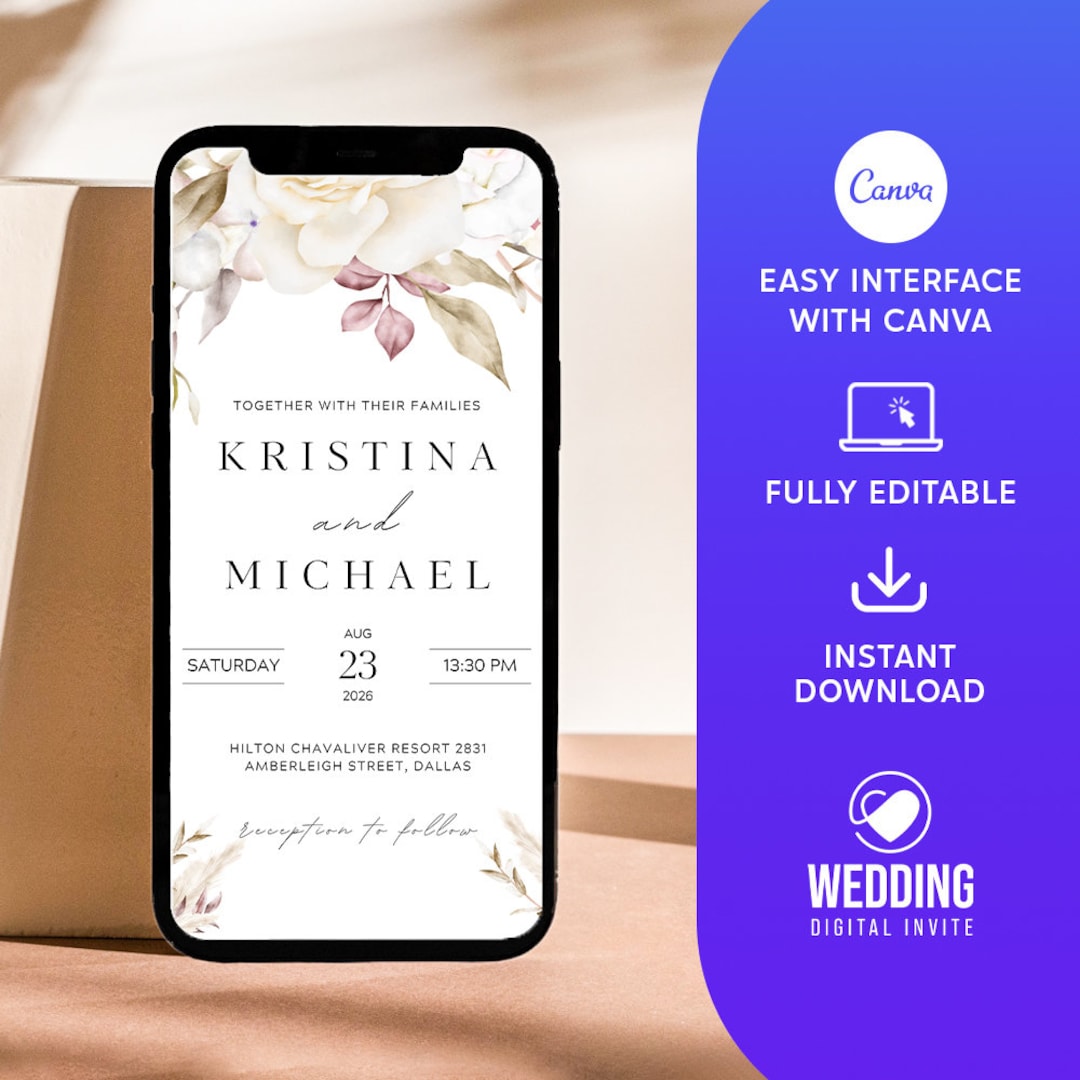 Elegant Digital Wedding Invitation for Modern Couples - Etsy