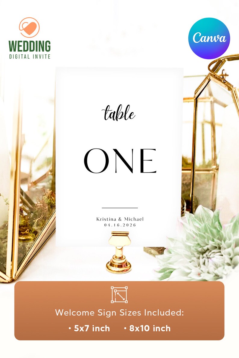 Editable Wedding Table Number Template, Elegant Table Numbers Printable ...