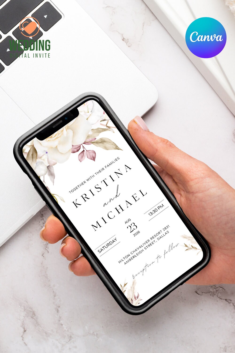 Elegant Digital Wedding Invitation for Modern Couples - Etsy