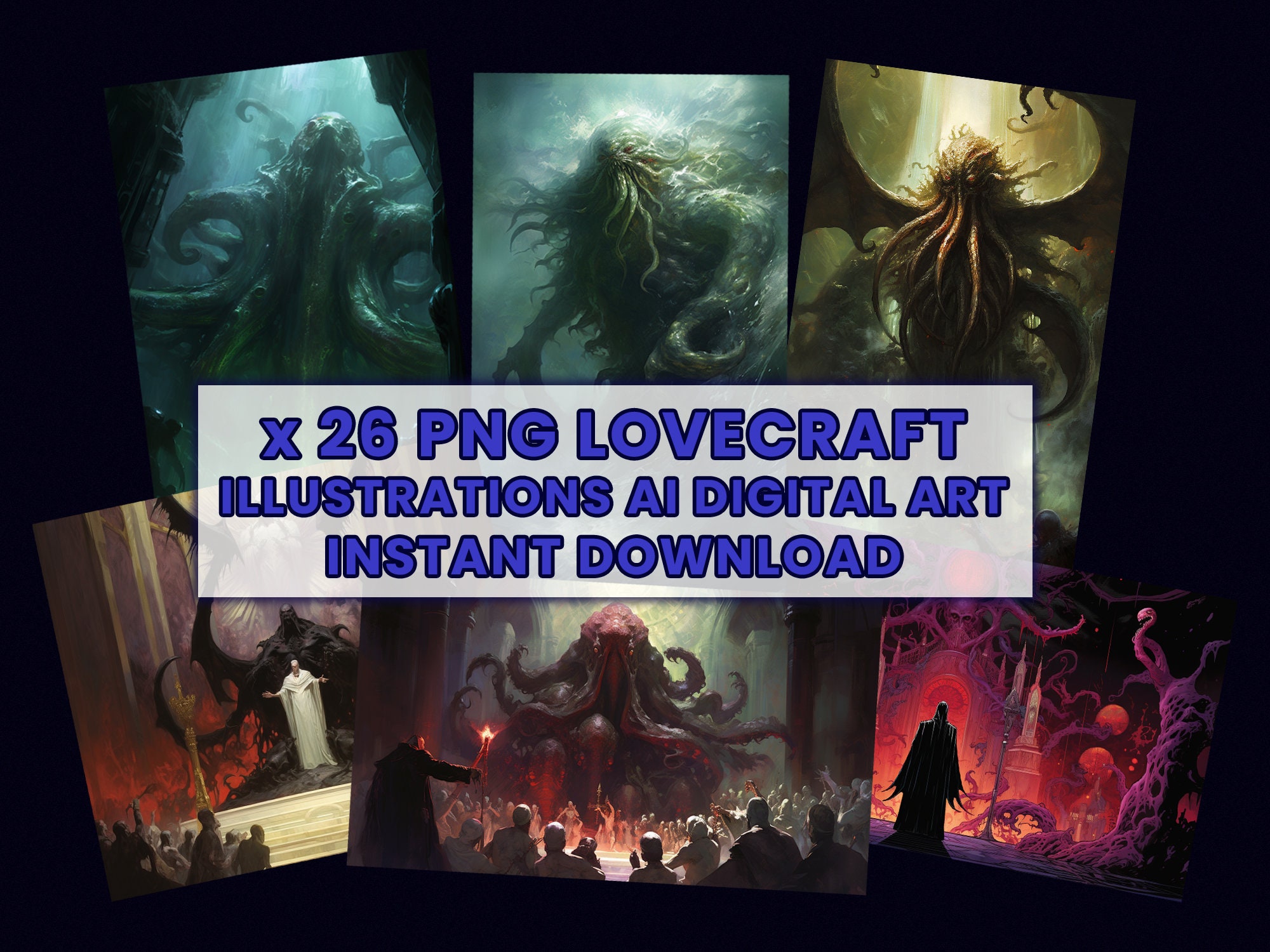 26 Lovecraft Illustrations: Ai Art Print, Midjourney AI Art, Digital ...