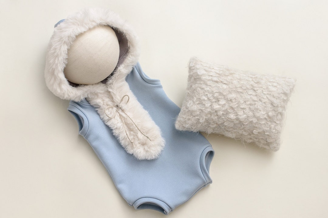 Newborn Boy Outfit: Fur Hooded Romper, Baby Photo Prop - Etsy