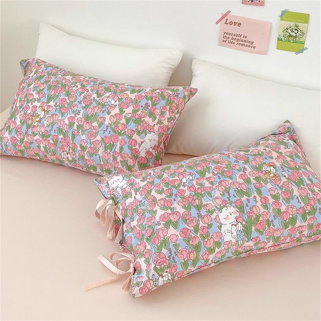 Tulip Pillowcases Pink Floral Pillow Shams Sheep Pillowcases Handmade ...