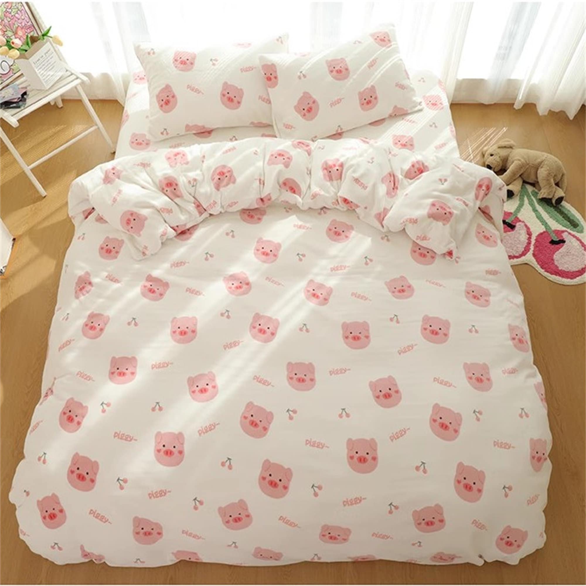 Soft Velvet Duvet Cover Set Cute Pink Pig Bedding Set Warm Velvet ...