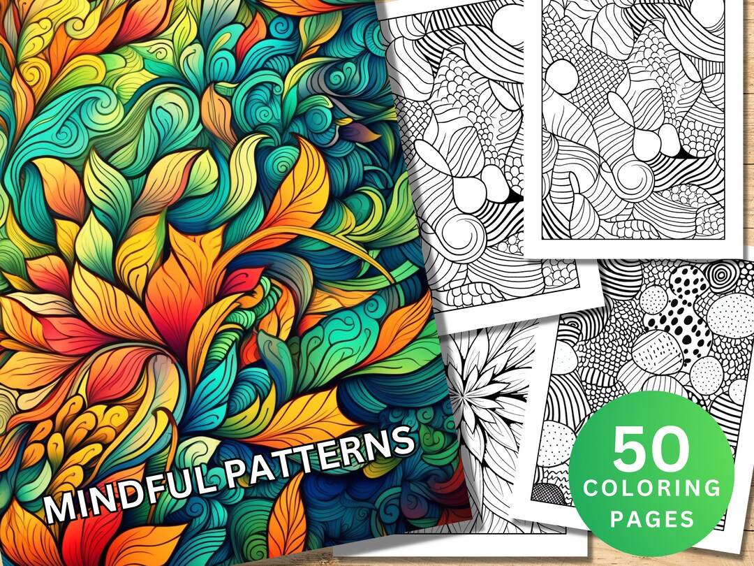 50 Mindful Patterns Coloring Pages Abstract Geometric Art - Etsy