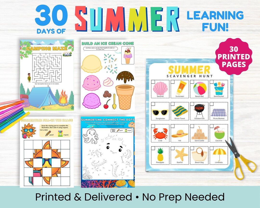 Printed Kids Summer Activity Pages, Screen Free Activities, Preschool ...