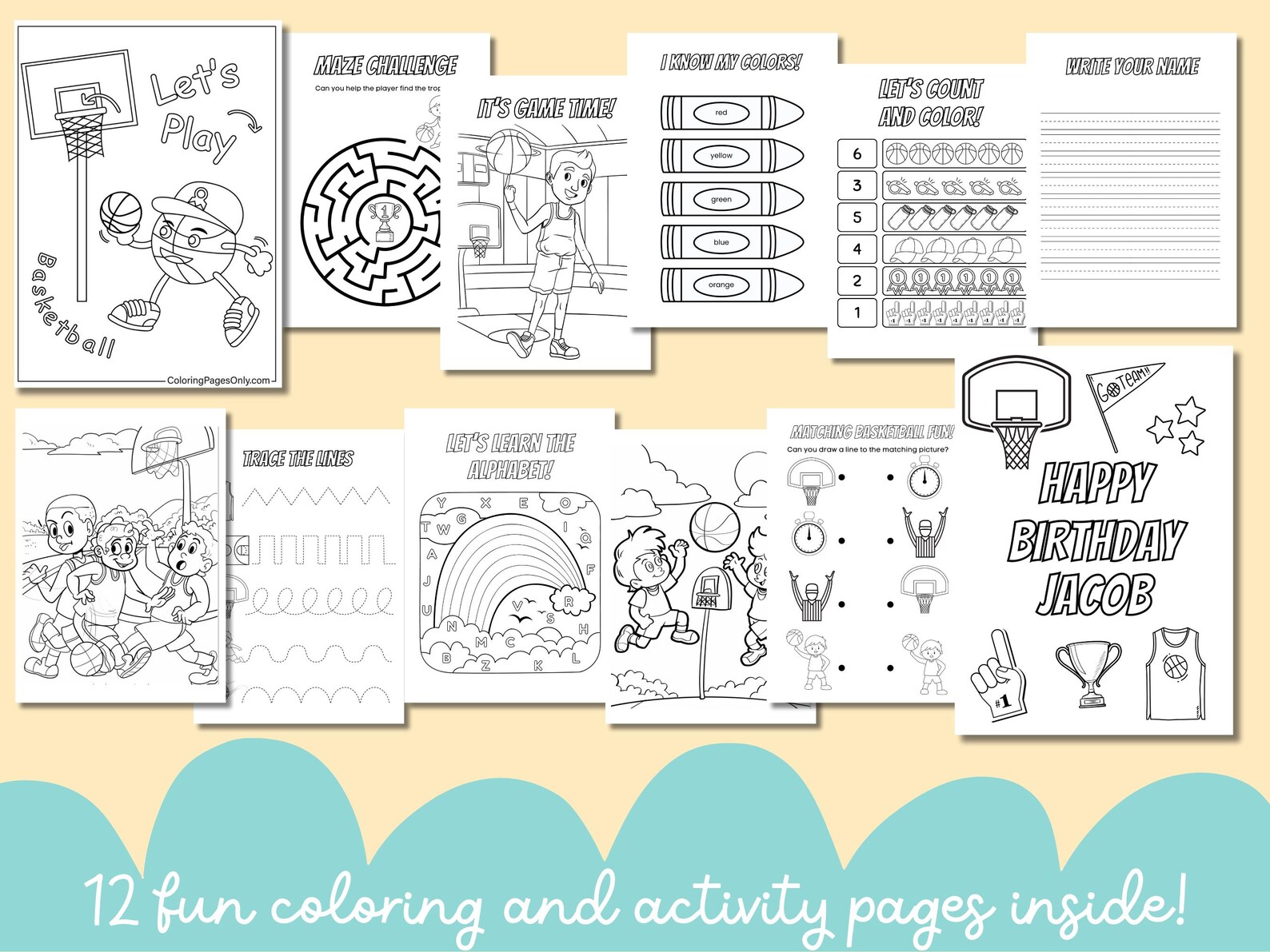 Custom Basketball Coloring Book Crayon Set - Rookie of the Year ...