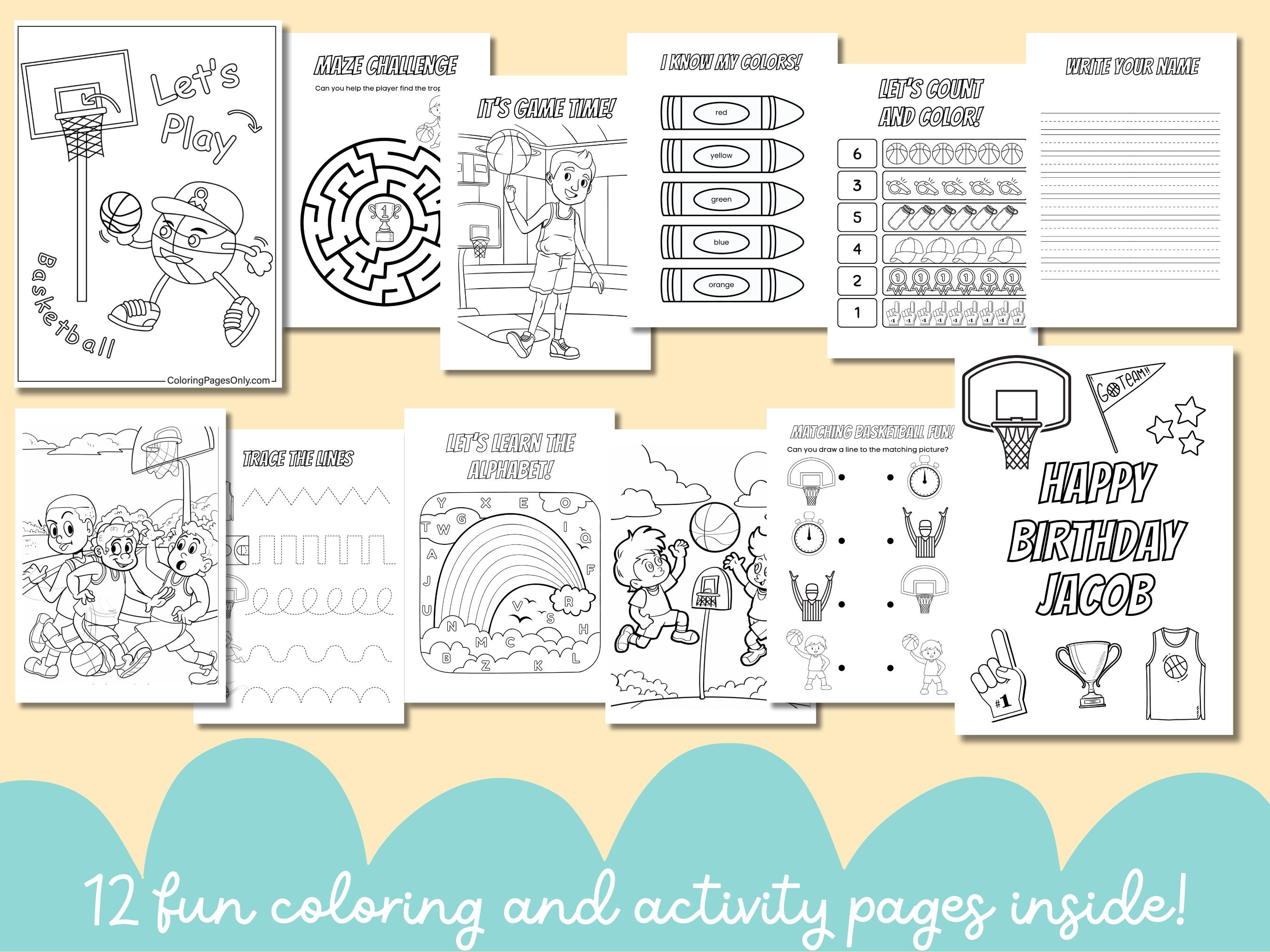 Custom Basketball Coloring Book Crayon Set - Rookie of the Year ...